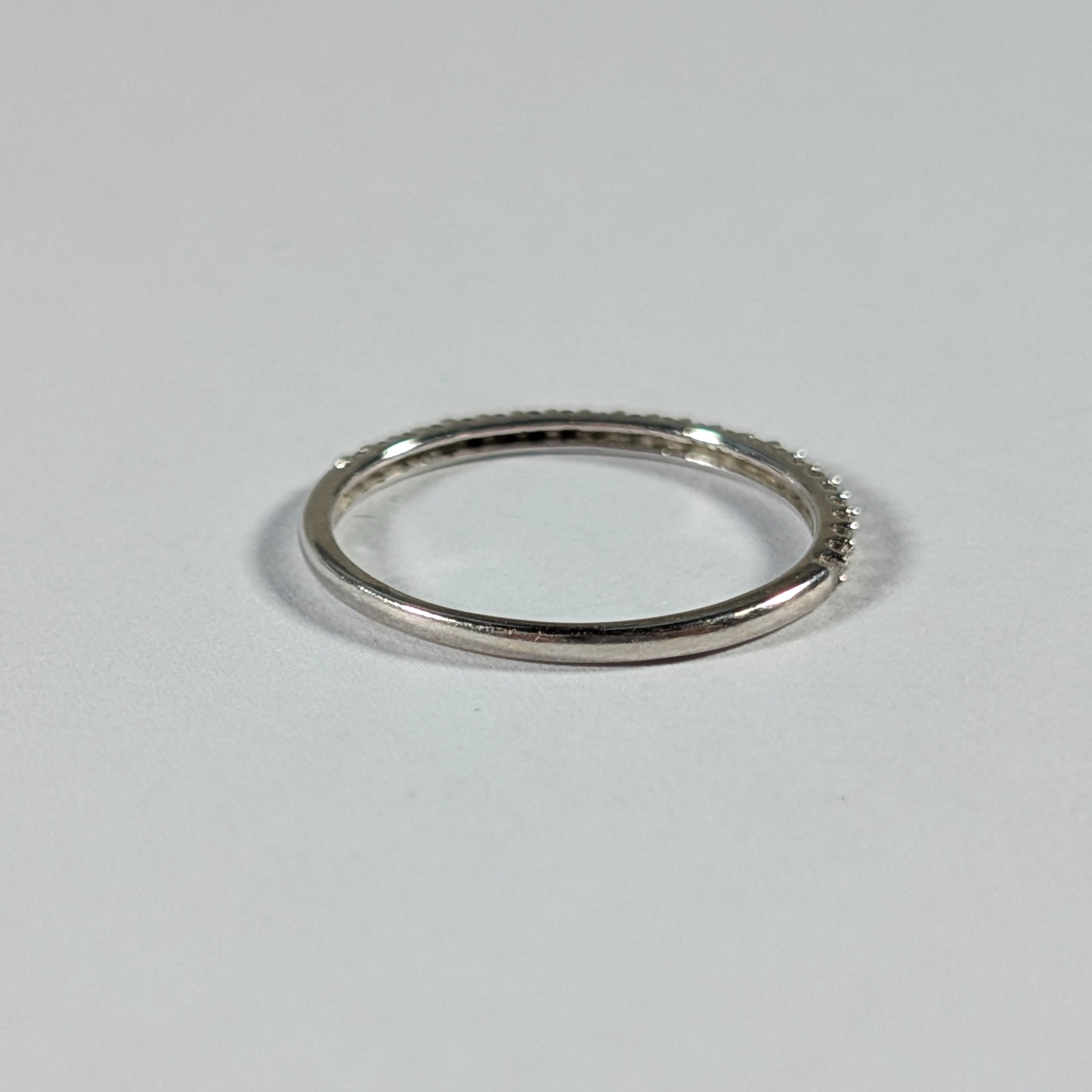 Pre-owned 9ct White Gold Diamond Slim Stacking Half Band Ring Size K1/2 ...